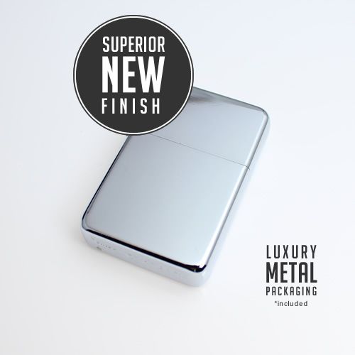 Premium Flip-Top Star Lighter - Wholesale Engravable Blank (silver met ...